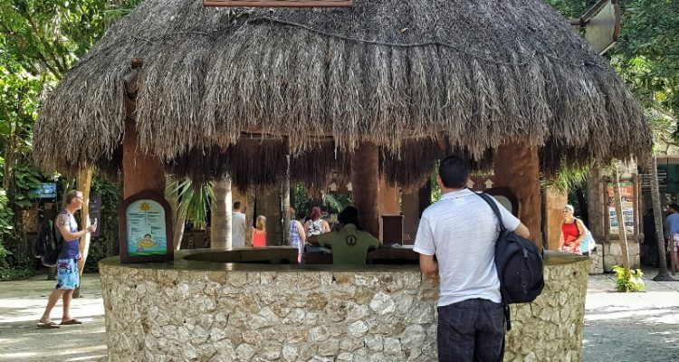 Xcaret sunscreen booth | The Barefoot Nomad